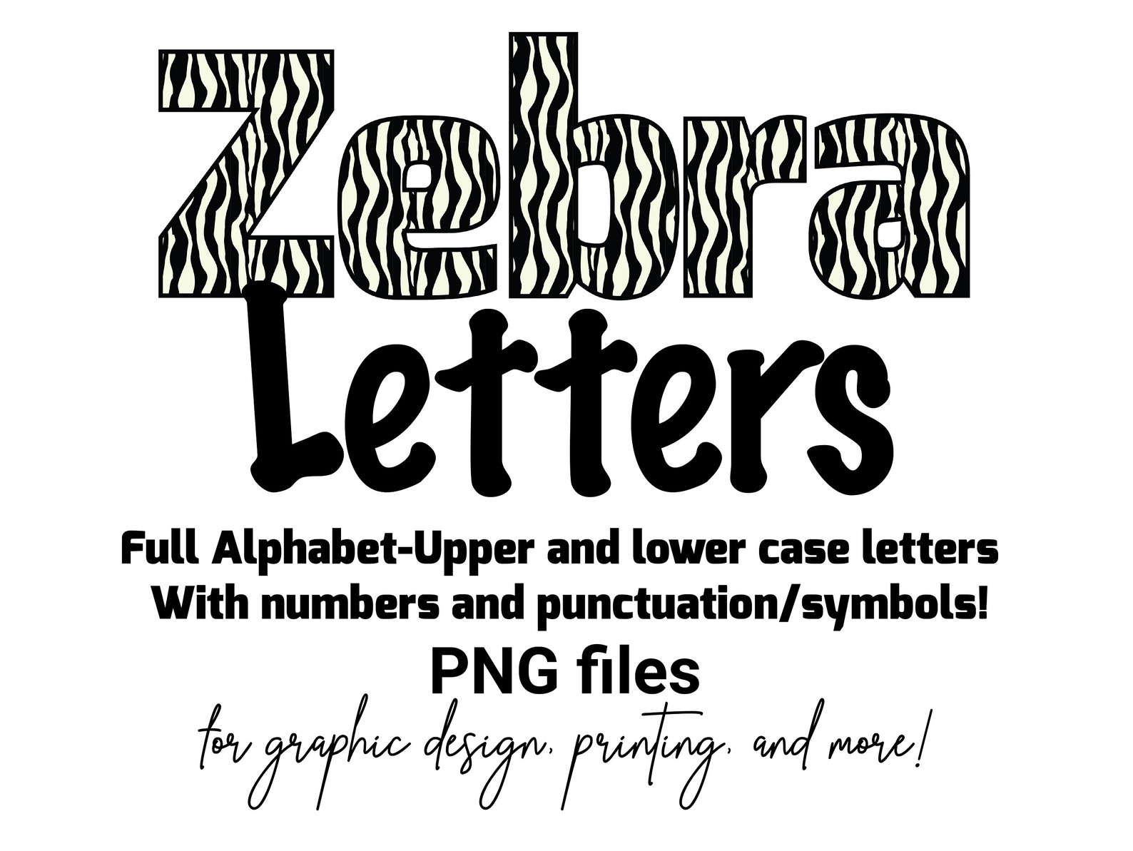 Zebra Print Lettering Animal Print Alphabet Letters PNG - Etsy