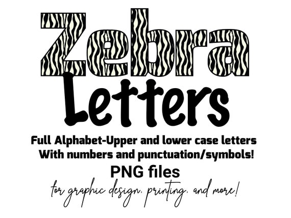 Zebra Print Lettering Animal Print Alphabet Letters PNG - Etsy