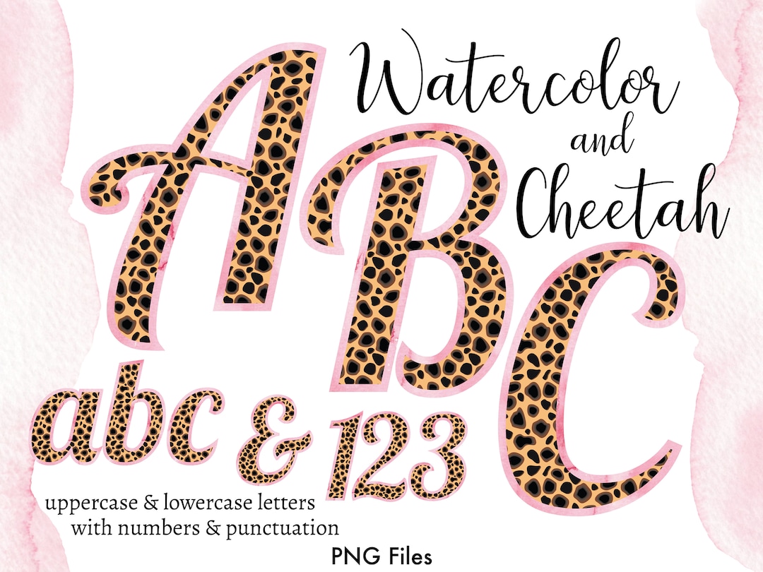Cheetah Print Letters, Pink Watercolor Letters, Animal Print Alphabet ...