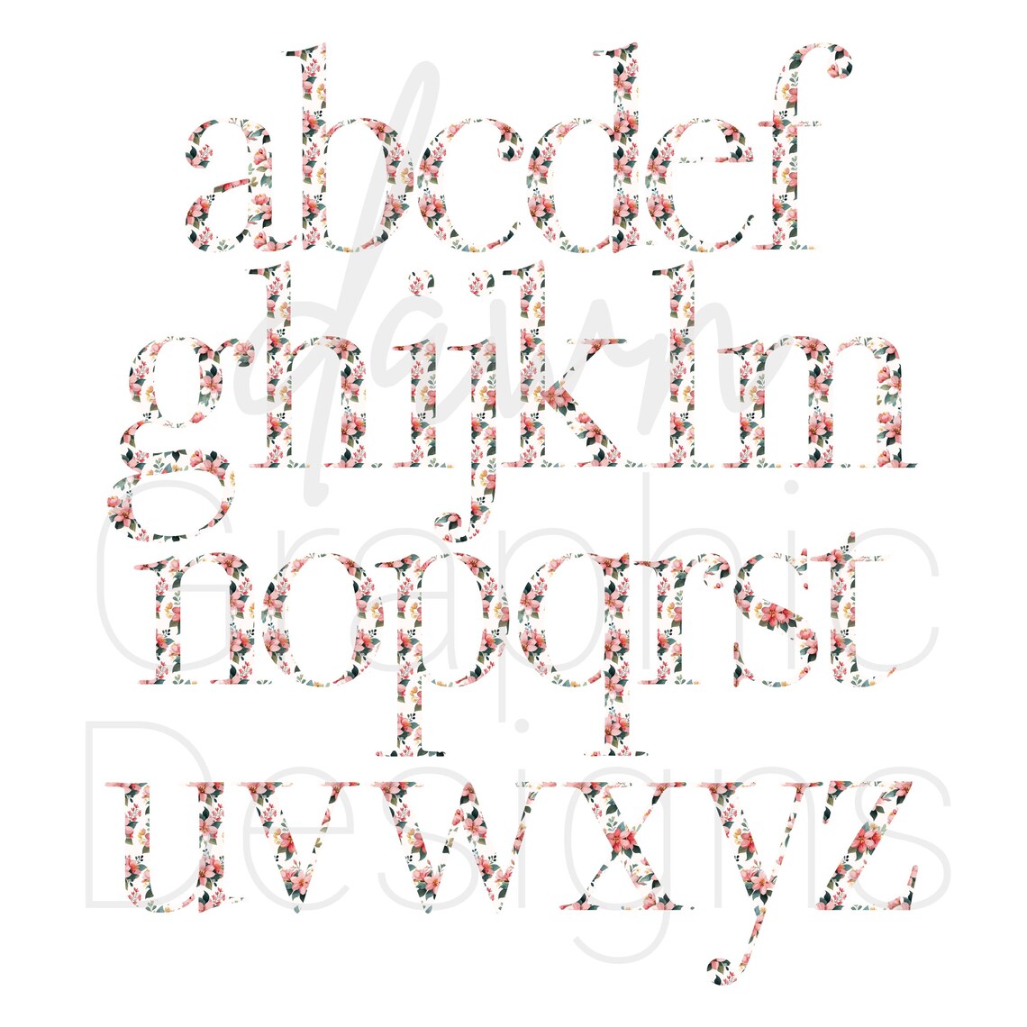 Floral Letters PNG, Floral Alphabet Letters and Numbers, Floral Alpha ...