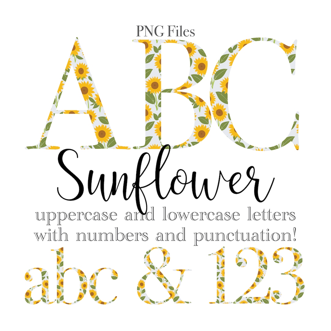 Floral Letters Png, Sunflower Letters, Flower Letters for Sublimation ...