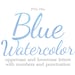 Blue Watercolor Letters and Numbers, Script Watercolor Lettering ...