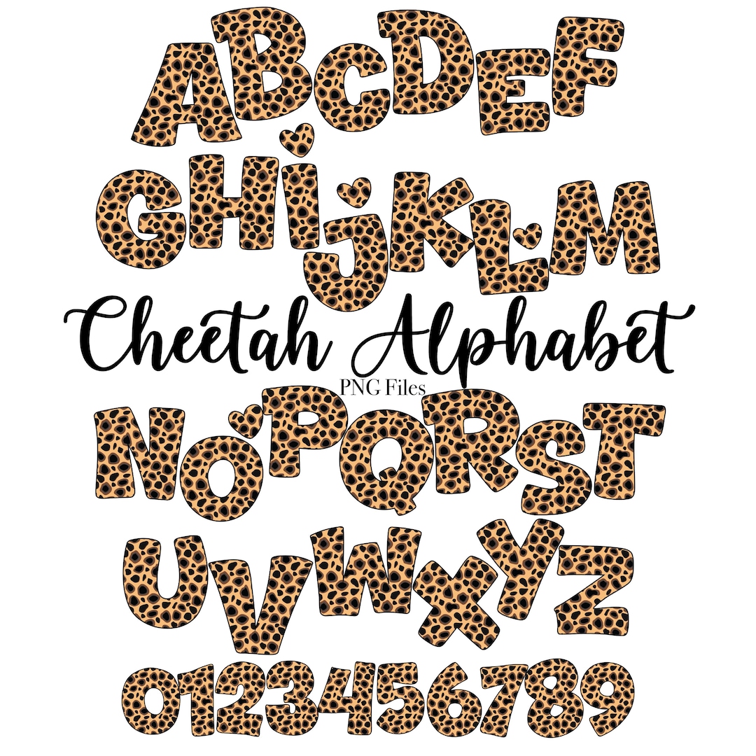 Cheetah Print Lettering, Animal Print Alphabet Letters, PNG Letters ...