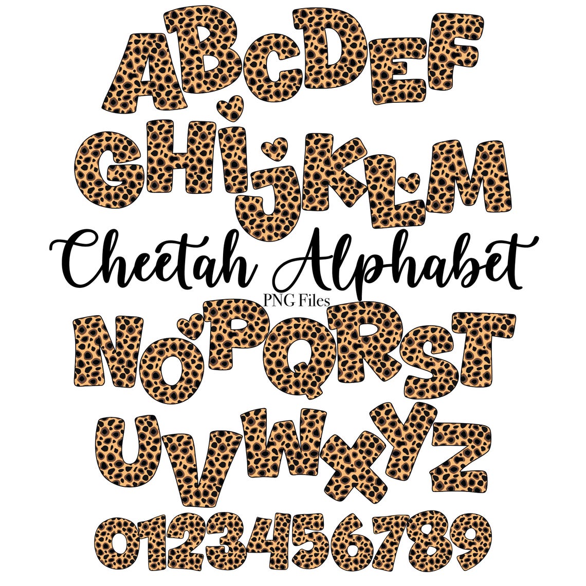 Cheetah Print Lettering, Animal Print Alphabet Letters, PNG Letters ...
