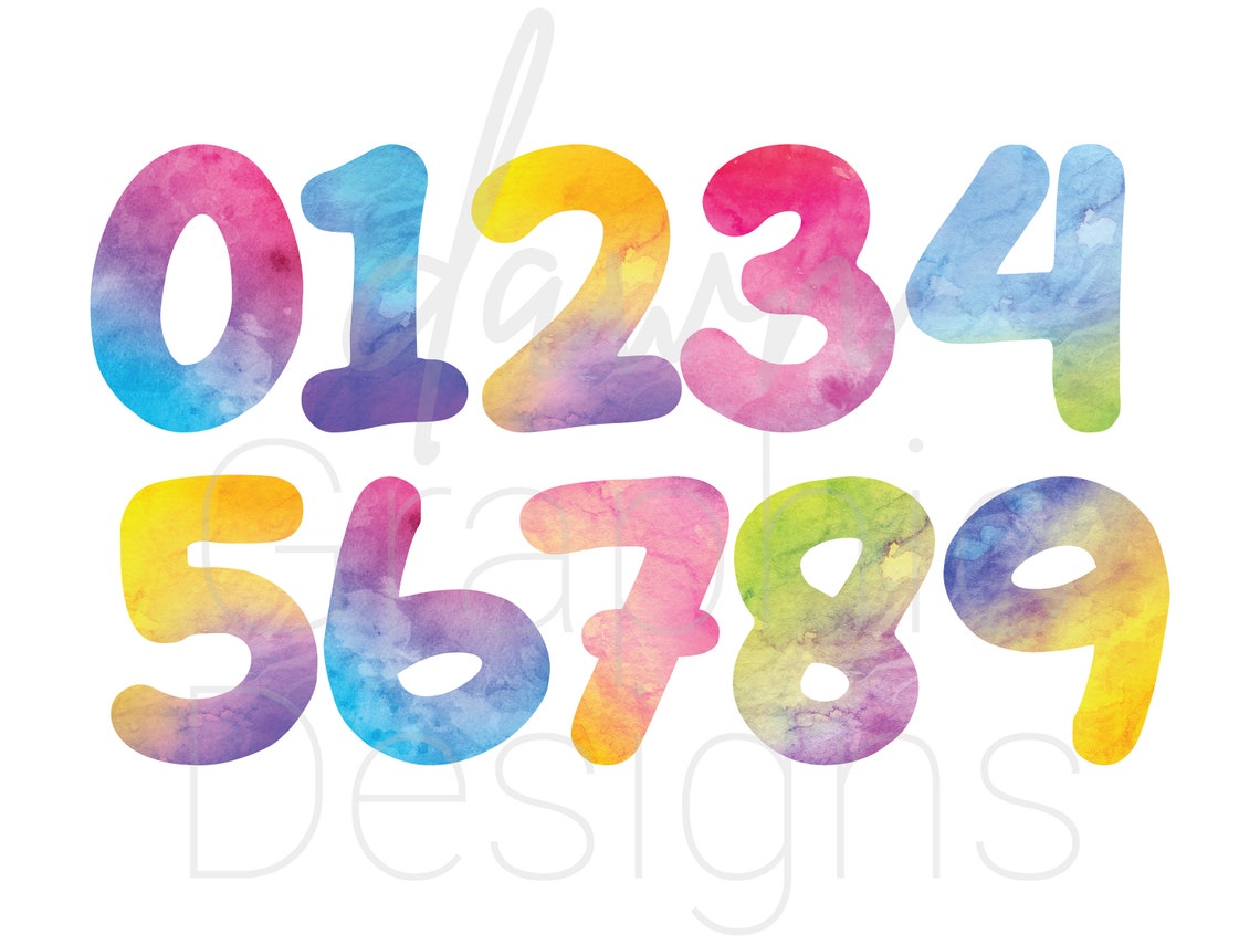 Colorful Watercolor Alphabet Letters and Numbers, Bright Colors Letters ...