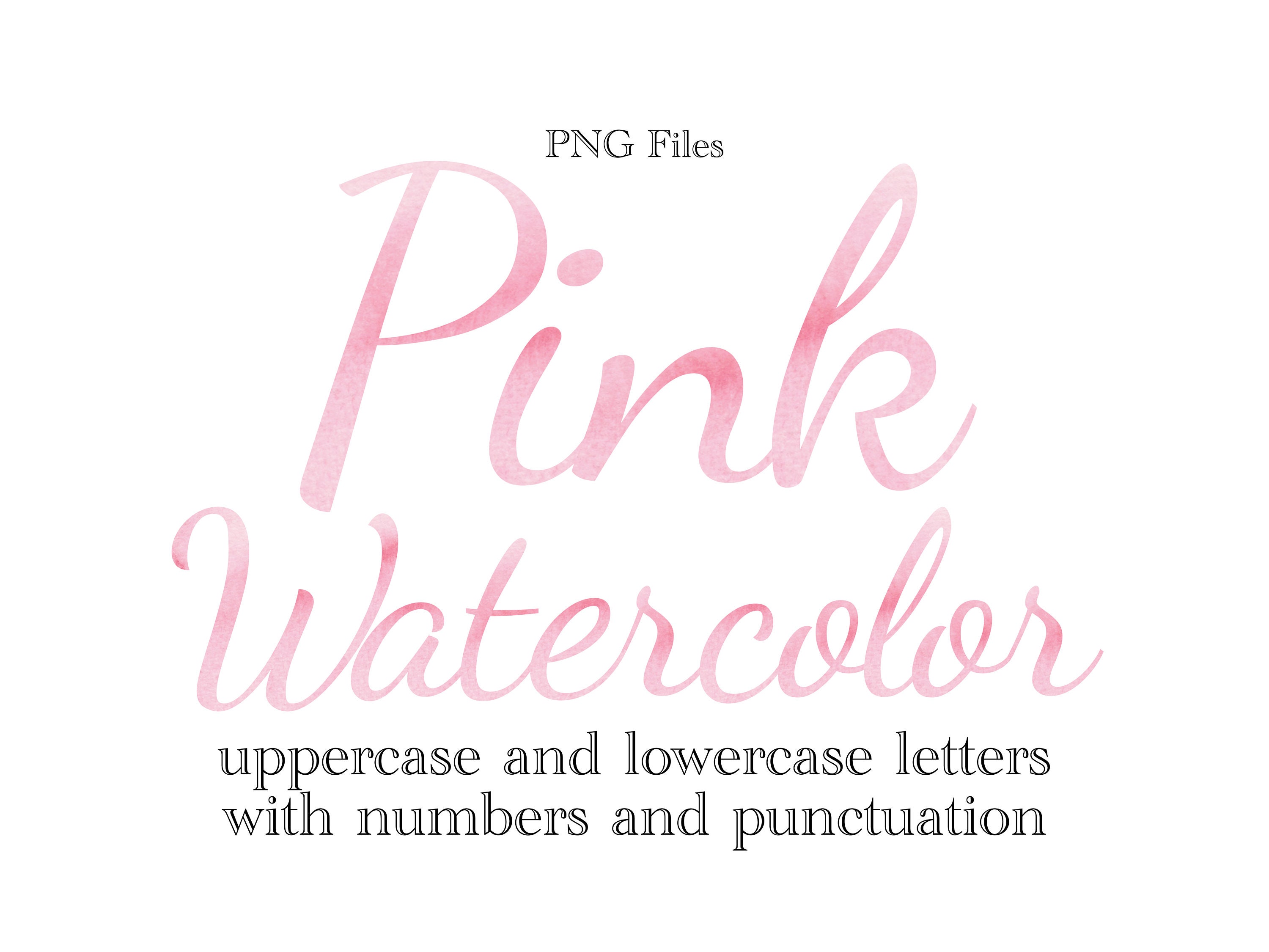 Pink Watercolor Letters and Numbers, Script Watercolor Lettering ...