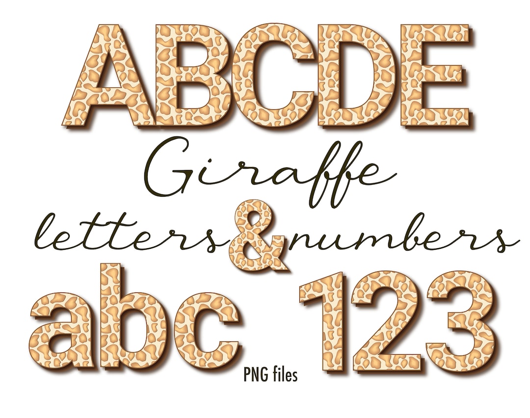 Giraffe Print Lettering 3D, Animal Print Alphabet Letters, PNG Letters ...