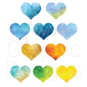 Watercolor Hearts Bundle, Wedding Clip Art, Watercolor Art, Watercolor ...