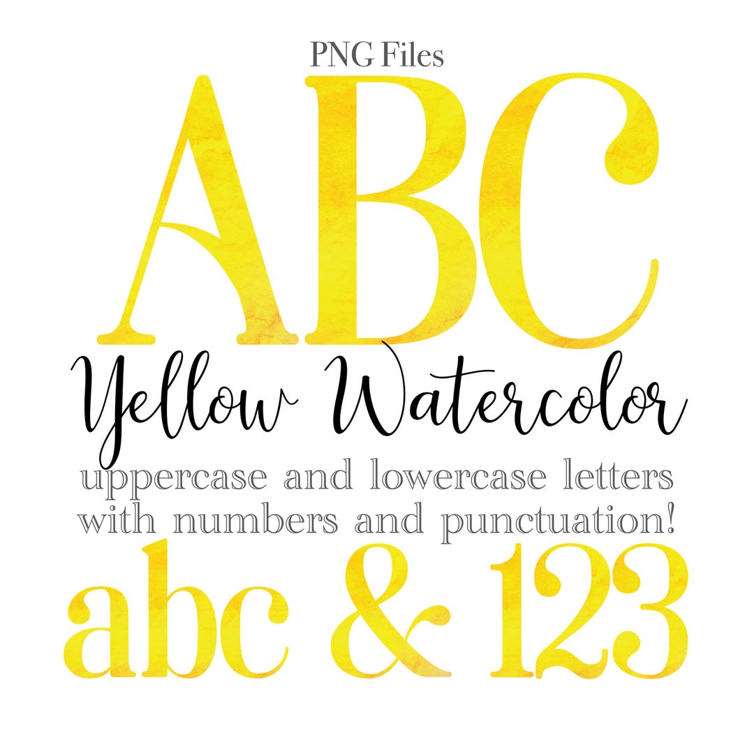 Yellow Watercolor Letters PNG, Bright Letters, Watercolor Art ...