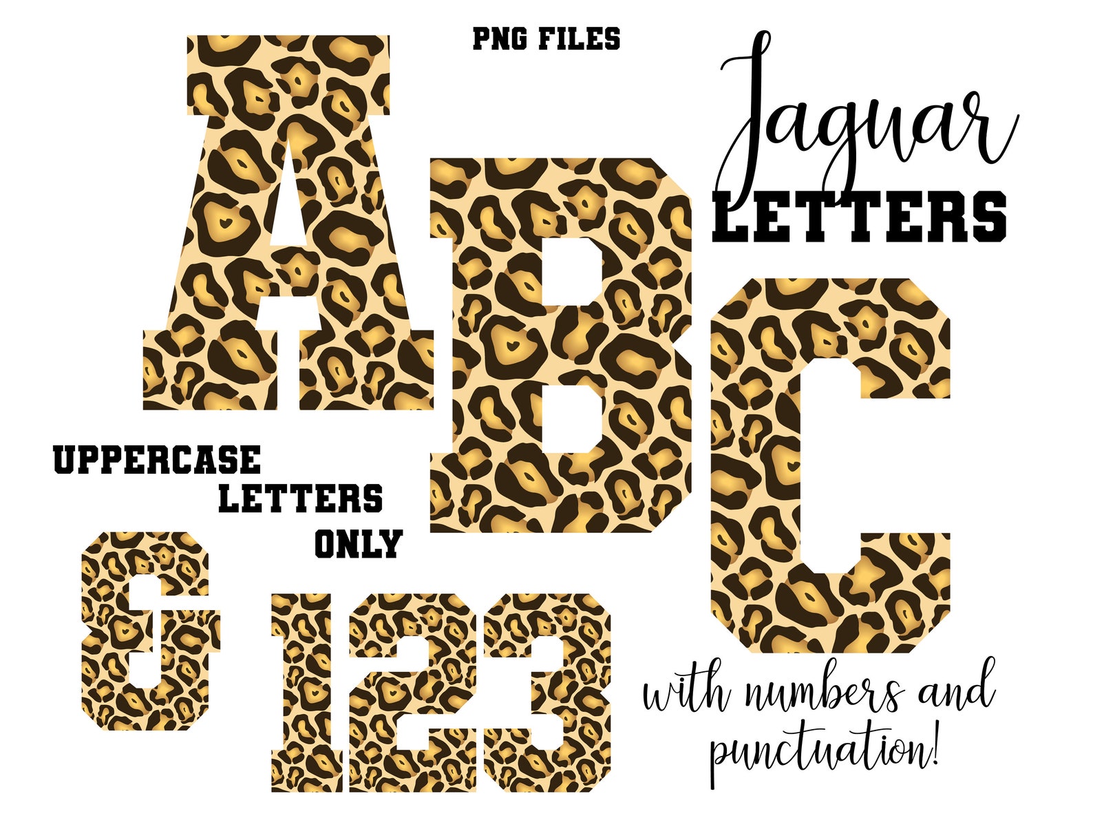 Animal Print Lettering Bundle, Varsity Letters Bundle, Cheetah Letters ...