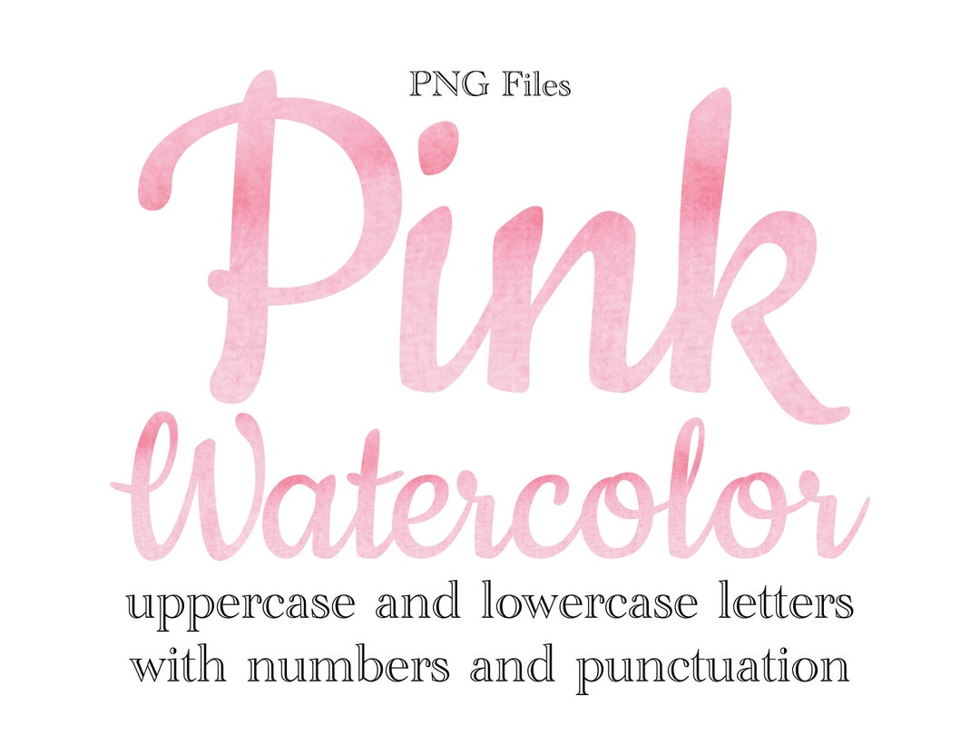 Pink Watercolor Letters and Numbers, Wedding Lettering, Script ...