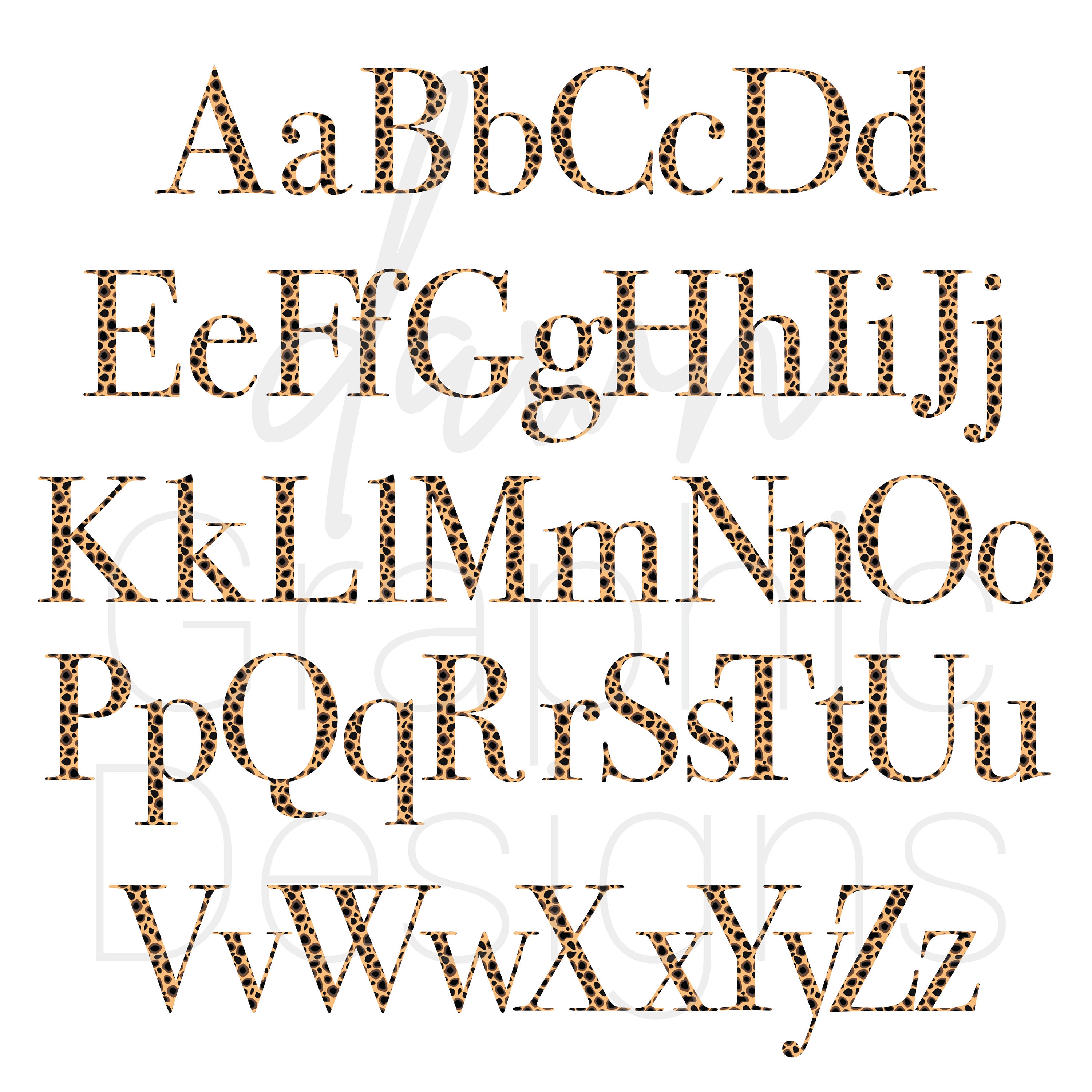 Cheetah Print Letters, Animal Print Alphabet Lettering, PNG Letters ...