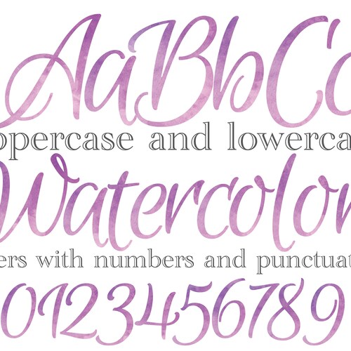 Purple Watercolor Alphabet Letters and Numbers Wedding - Etsy