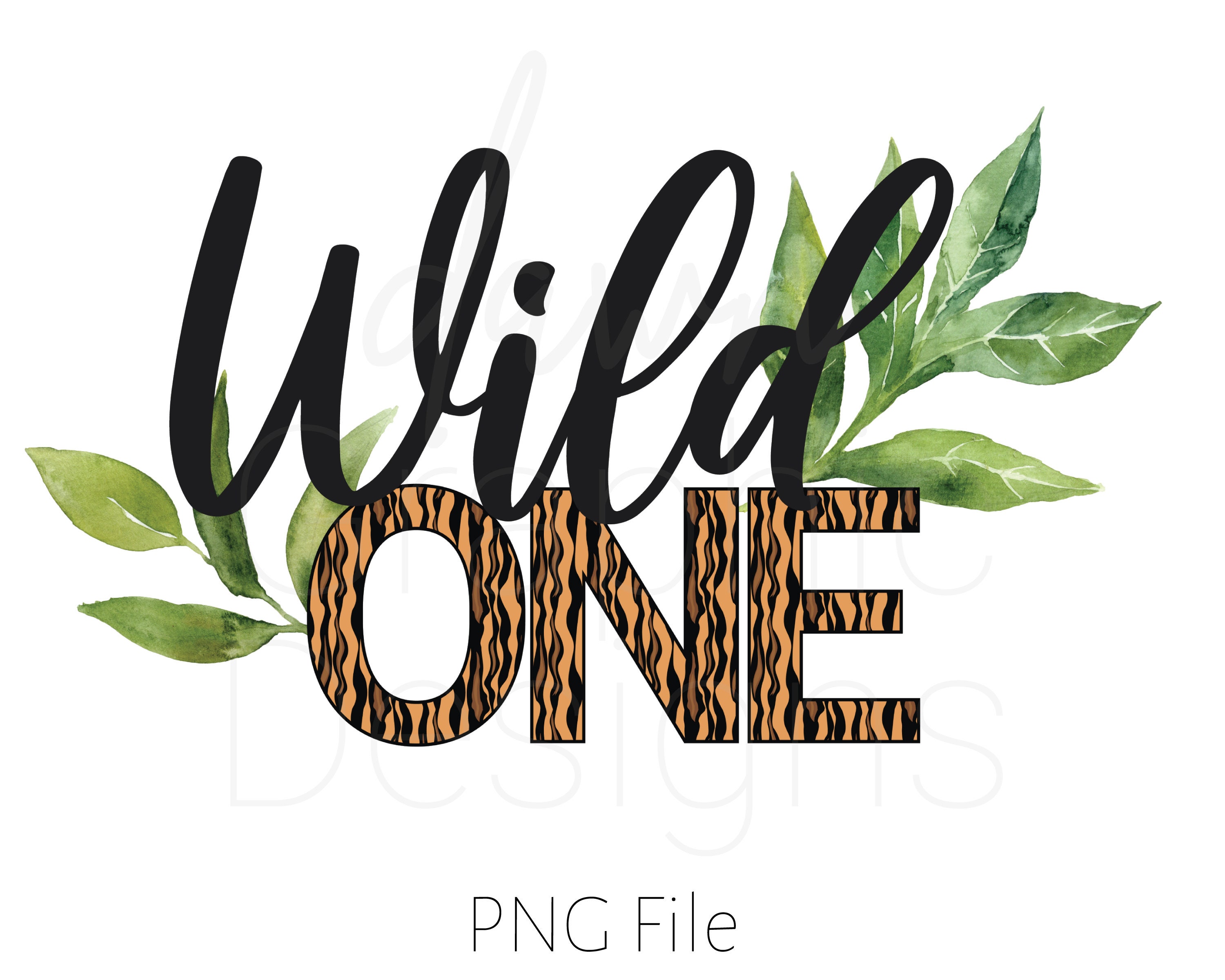 Wild One 1st Birthday Safari Jungle PNG, Watercolor Leaves, Wild One Digital Download, Wild One ...