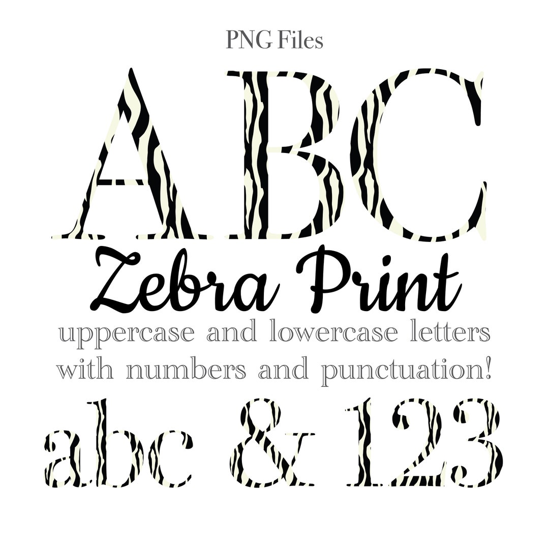Animal Print Letters, Zebra Print Alphabet Lettering, PNG Letters ...