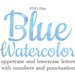 Blue Watercolor Letters and Numbers, Script Watercolor Lettering ...