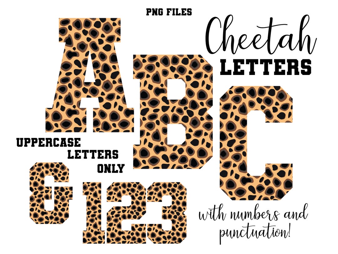 Cheetah Print Lettering, Animal Print Alphabet Letters, Cheetah Varsity ...