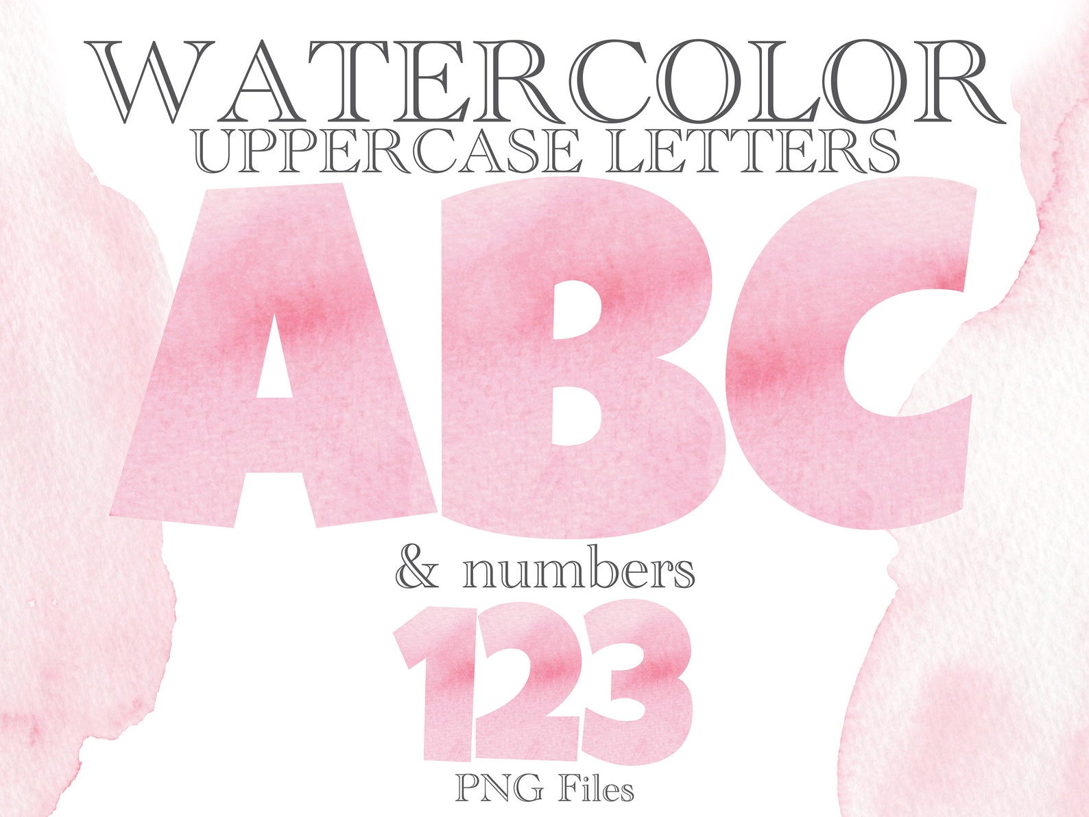 Pink Watercolor Alphabet Letters and Numbers, Wedding Lettering ...