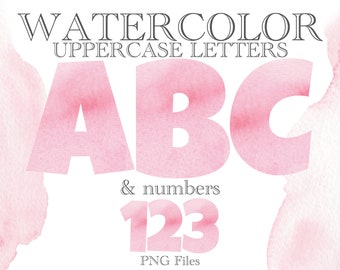 Blue Watercolor Alphabet Letters and Numbers, Baby Shower Lettering ...