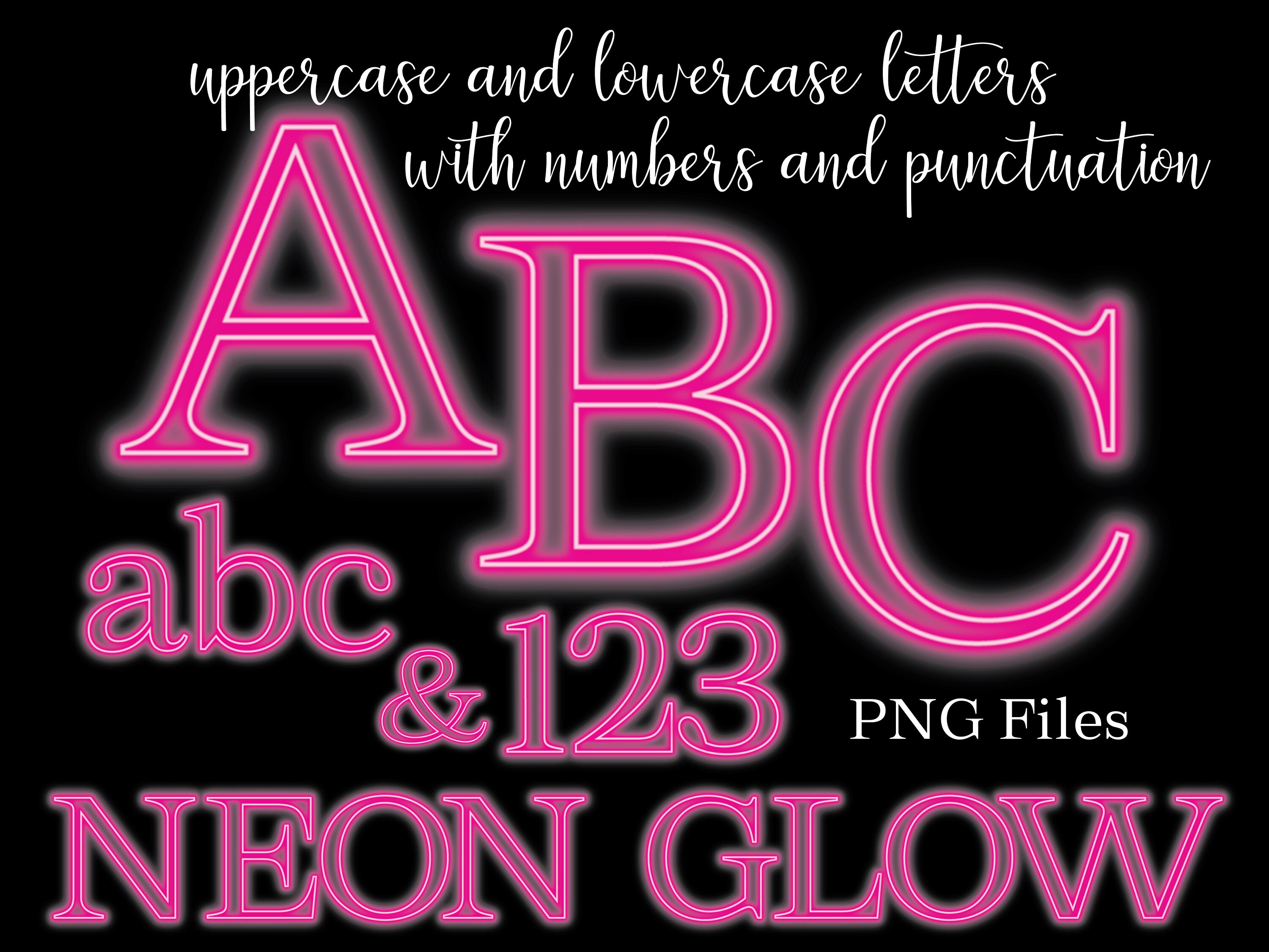 Pink Neon Lights Letters, Pink Glowing Lights Alphabet Letters, PNG ...