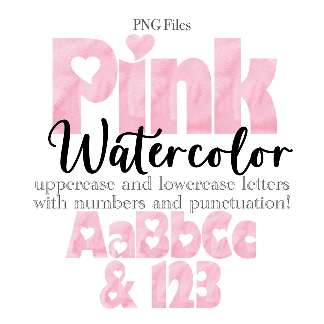 Pink Watercolor Alphabet Letters and Numbers, Bridal Shower Lettering ...