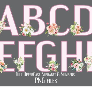 Floral Alphabet Letters and Numbers, PNG Letters, Flower Transparent ...