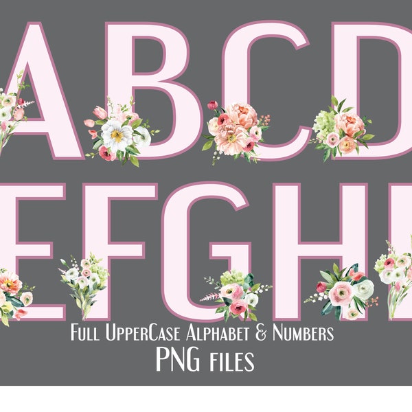 Floral Alphabet Background Png - Etsy