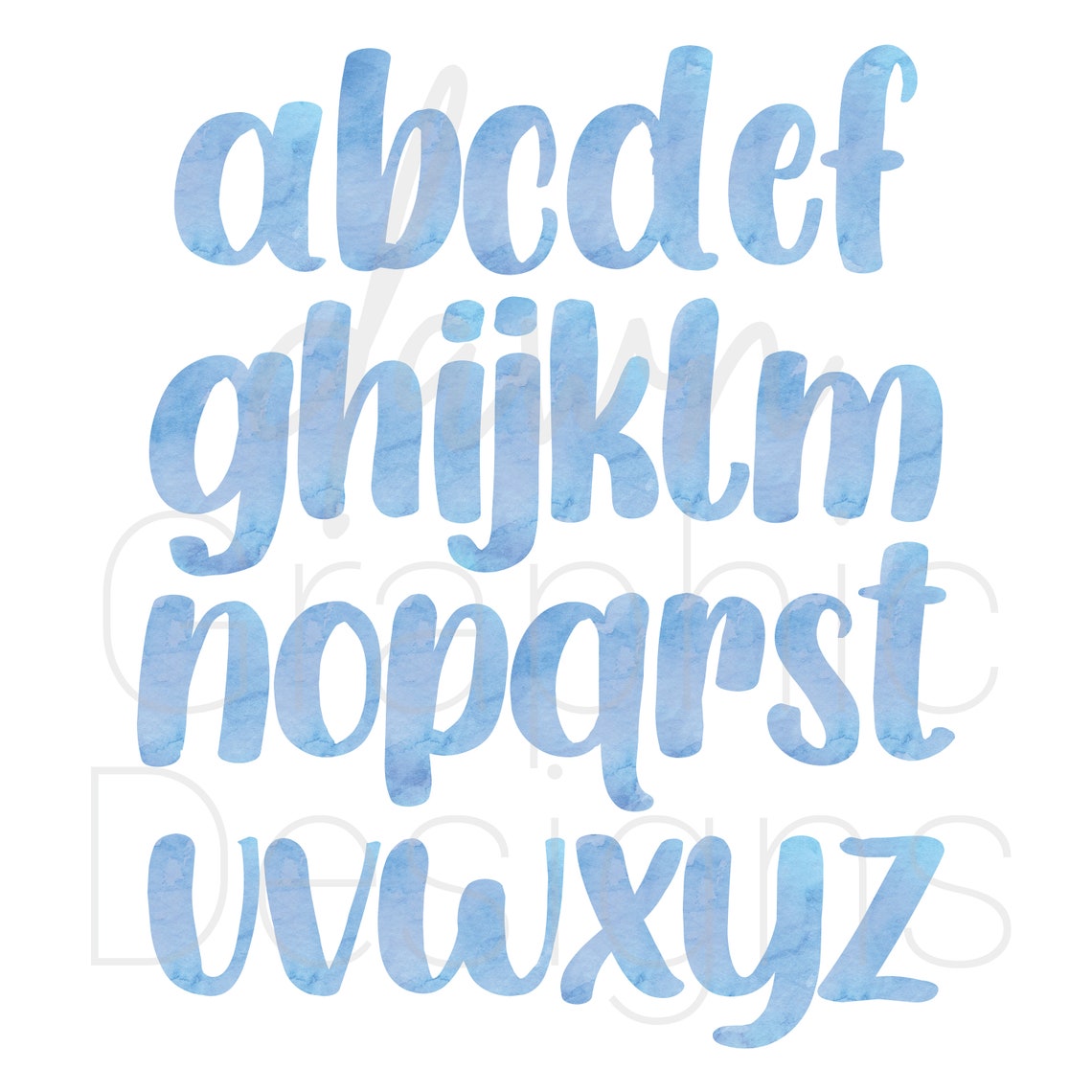 Blue Watercolor Alphabet Letters and Numbers, Baby Shower Lettering ...