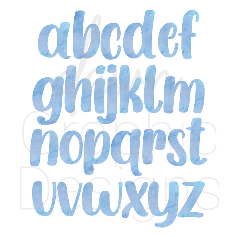 Blue Watercolor Alphabet Letters and Numbers, Baby Shower Lettering ...
