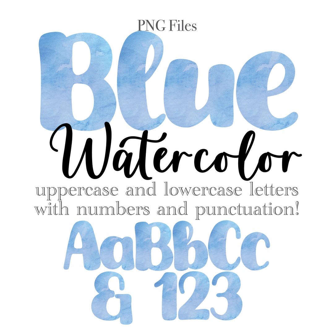 Blue Watercolor Letters PNG, Baby Shower Lettering, Watercolor Alphabet ...