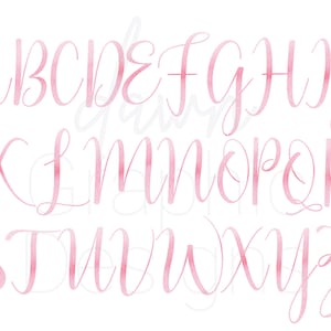 Pink Watercolor Letters and Numbers, Wedding Lettering, Script ...