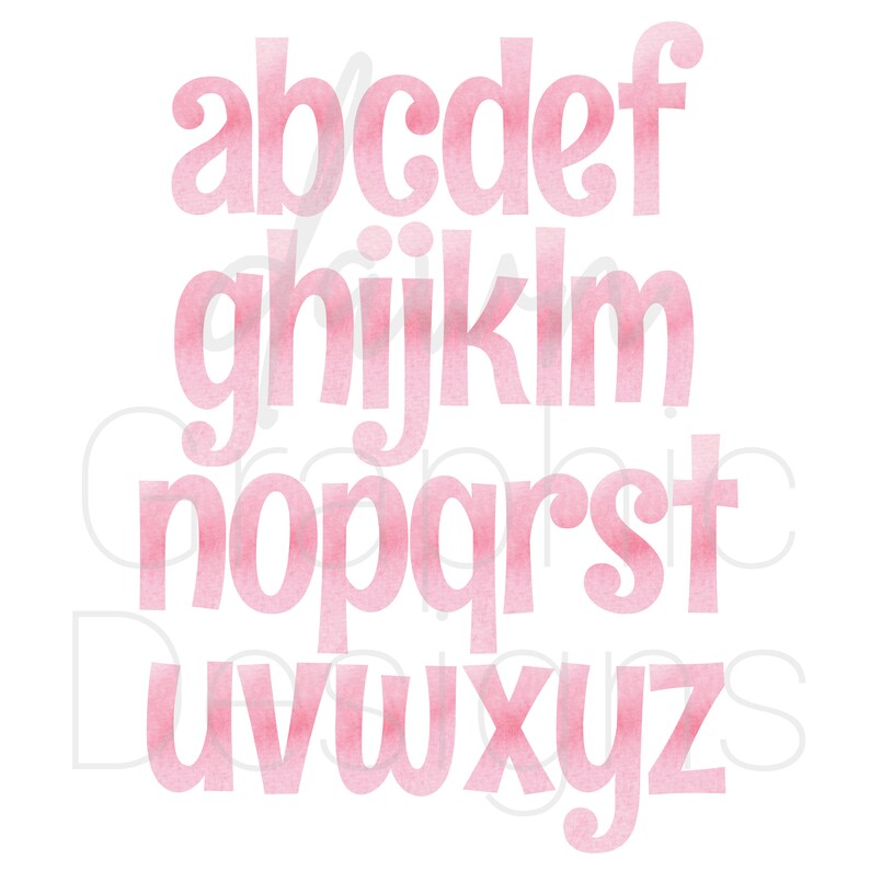 Pink Watercolor Alphabet Letters and Numbers, Baby Shower Lettering ...