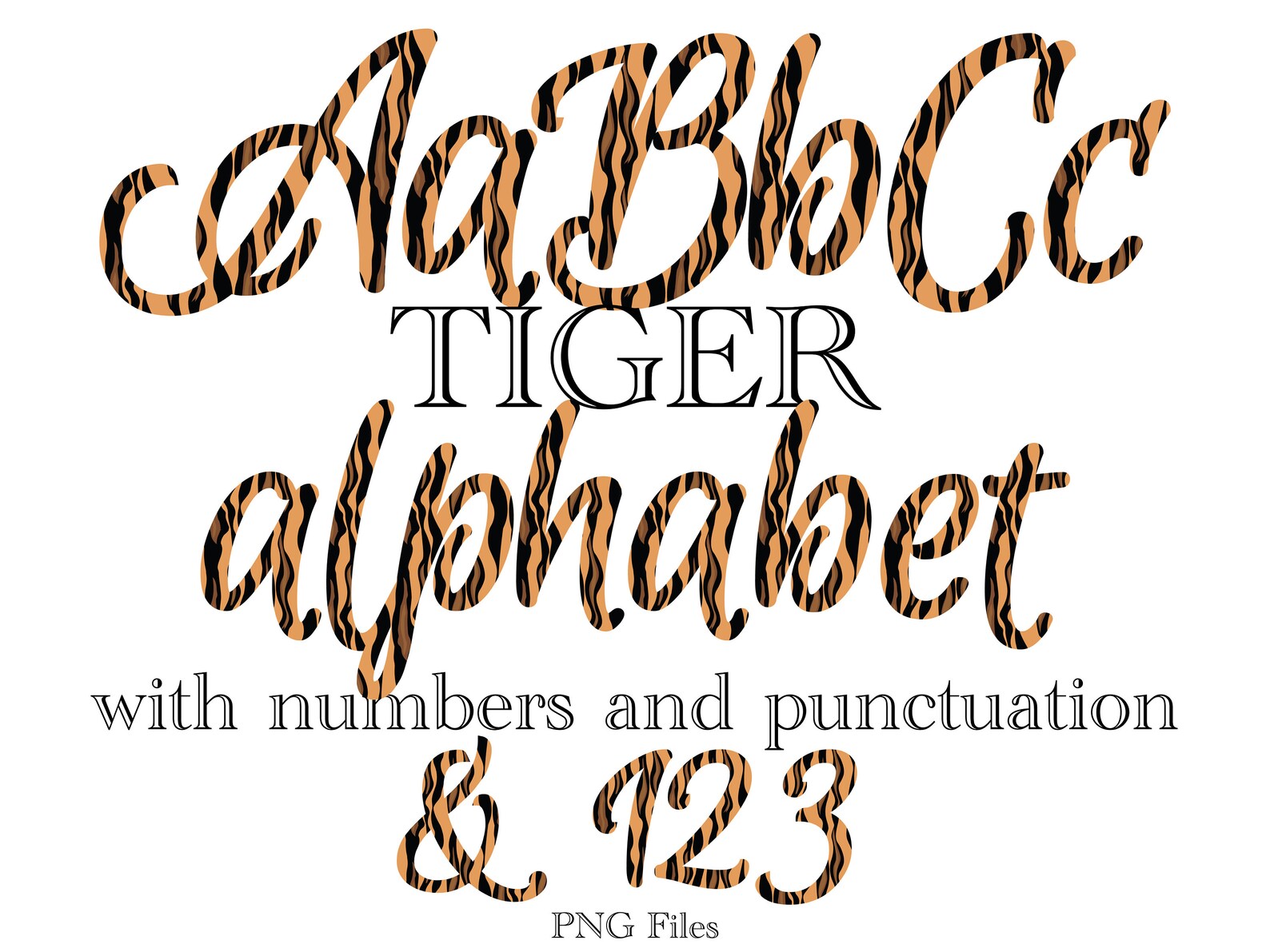 Tiger Print Letters, Wild Animal Print Alphabet Lettering, PNG Letters ...