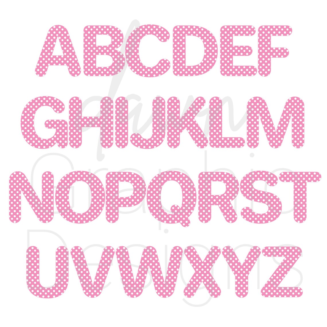 Pink Polka Dots Letters and Numbers, Polka Dot Lettering PNG ...