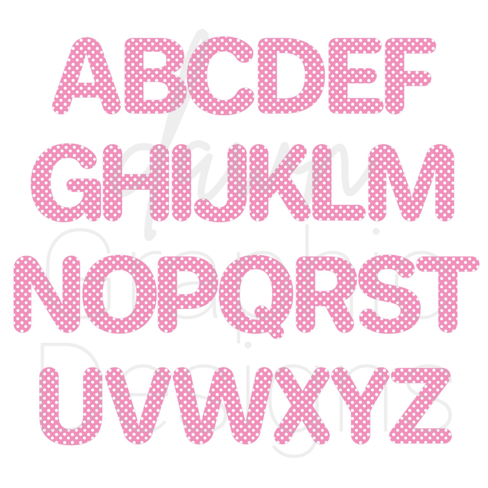 Pink Polka Dots Letters and Numbers, Polka Dot Lettering PNG ...