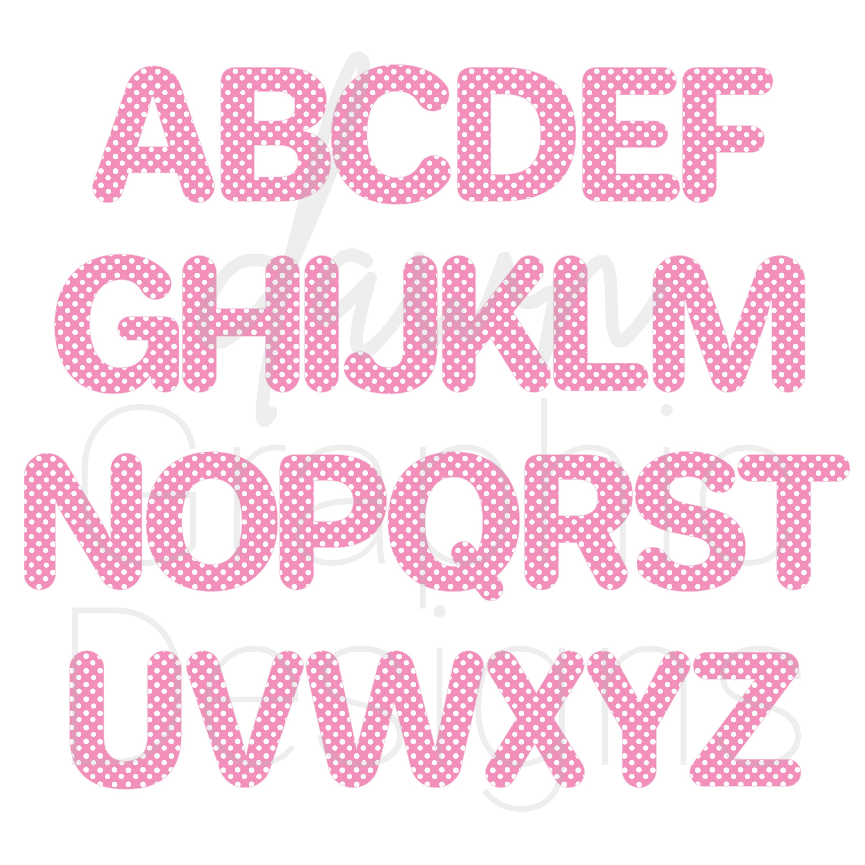 Pink Polka Dots Letters and Numbers, Polka Dot Lettering PNG ...