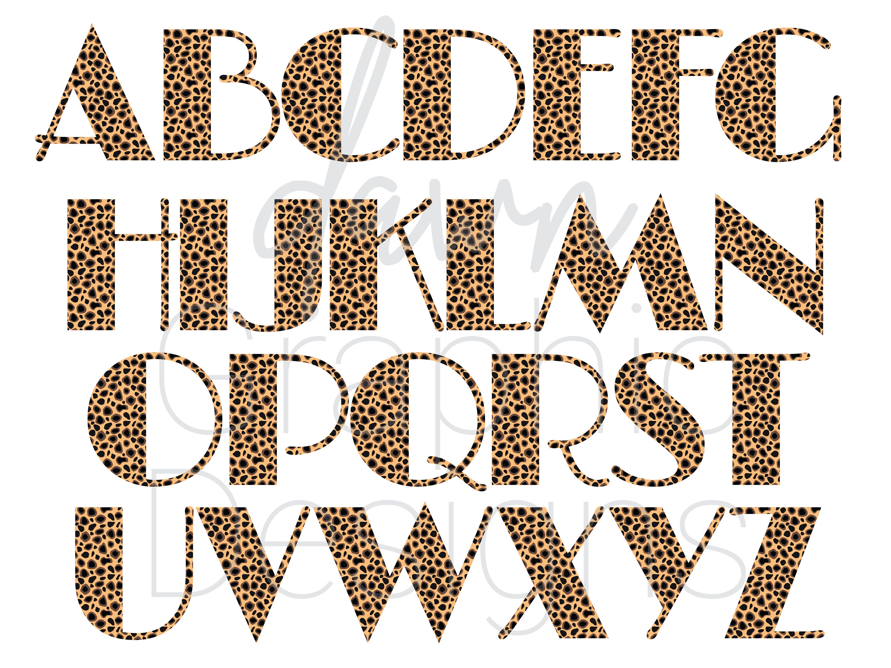 Cheetah Print Lettering, Animal Print Alphabet Letters, PNG Letters ...