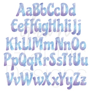 Blue Watercolor Alphabet Letters and Numbers, Baby Shower Lettering ...