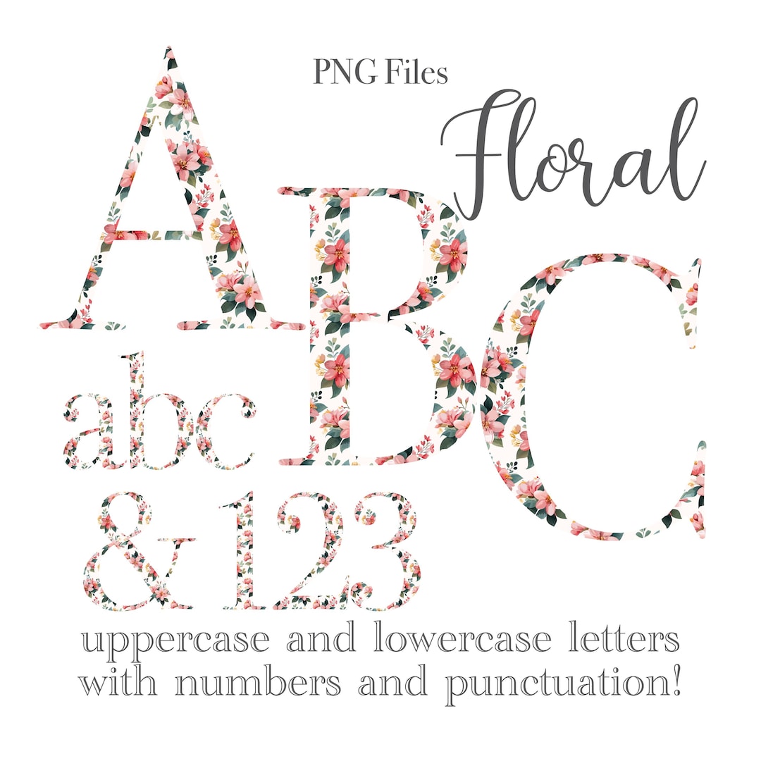 Floral Letters PNG, Floral Alphabet Letters and Numbers, Floral Alpha ...