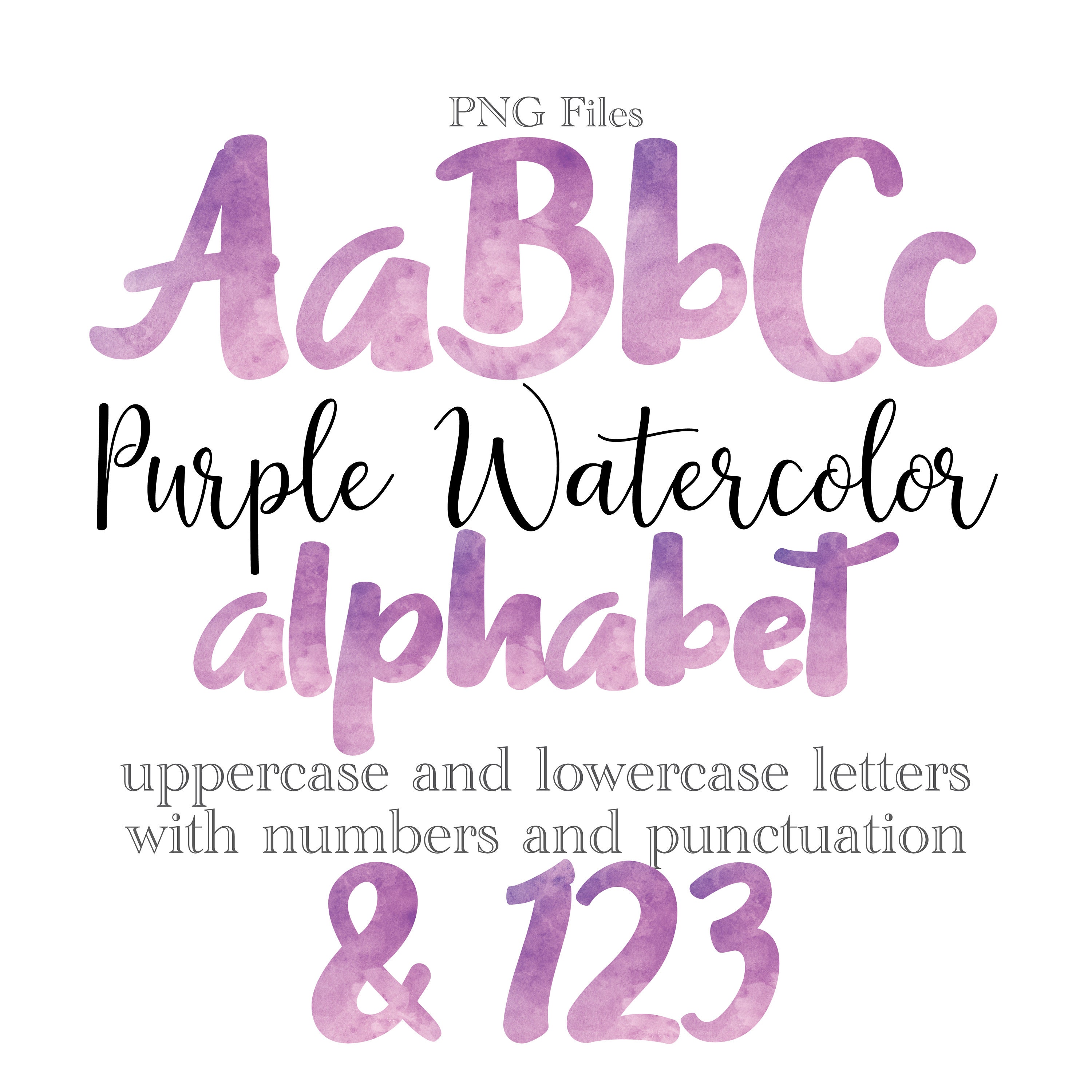 Watercolor Alphabet Letters and Numbers, Baby Shower Lettering ...