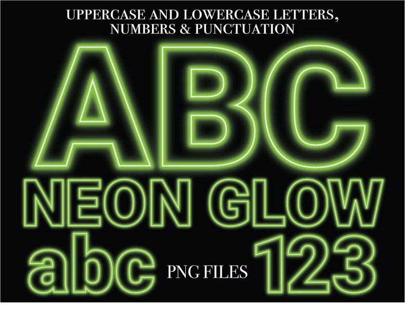 Green Neon Lights Lettering, Green Glowing Lights Alphabet Letters, PNG ...