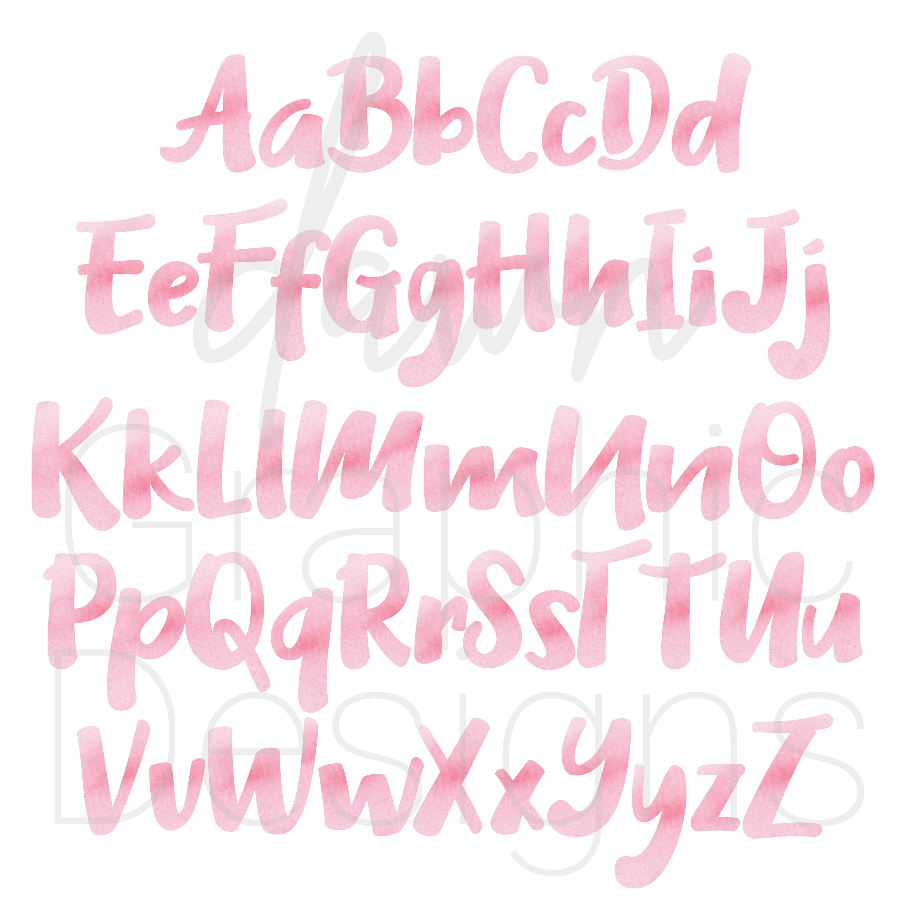 Pink Watercolor Alphabet Letters and Numbers, Wedding Lettering ...