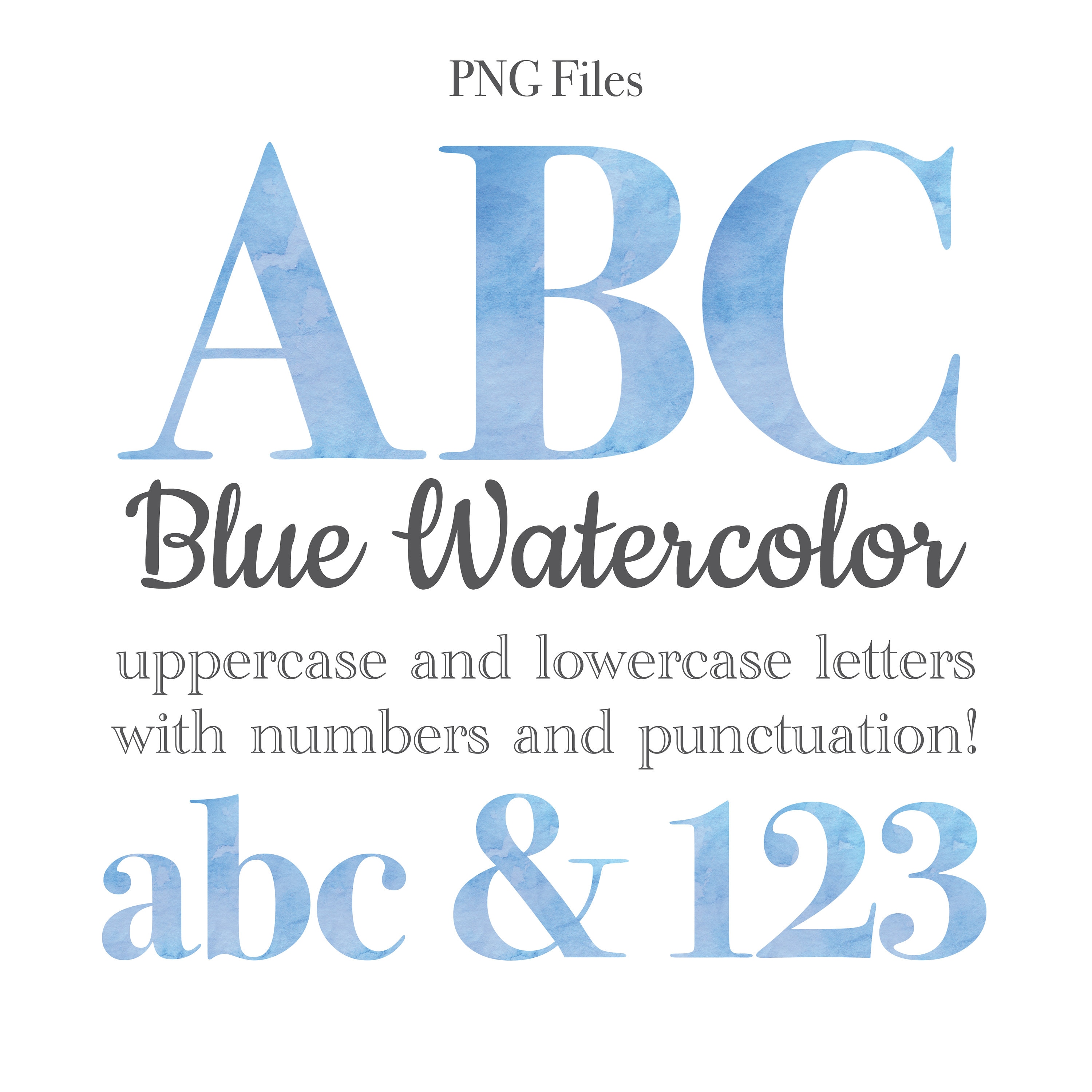 Blue Watercolor Alphabet Letters and Numbers Baby Shower - Etsy