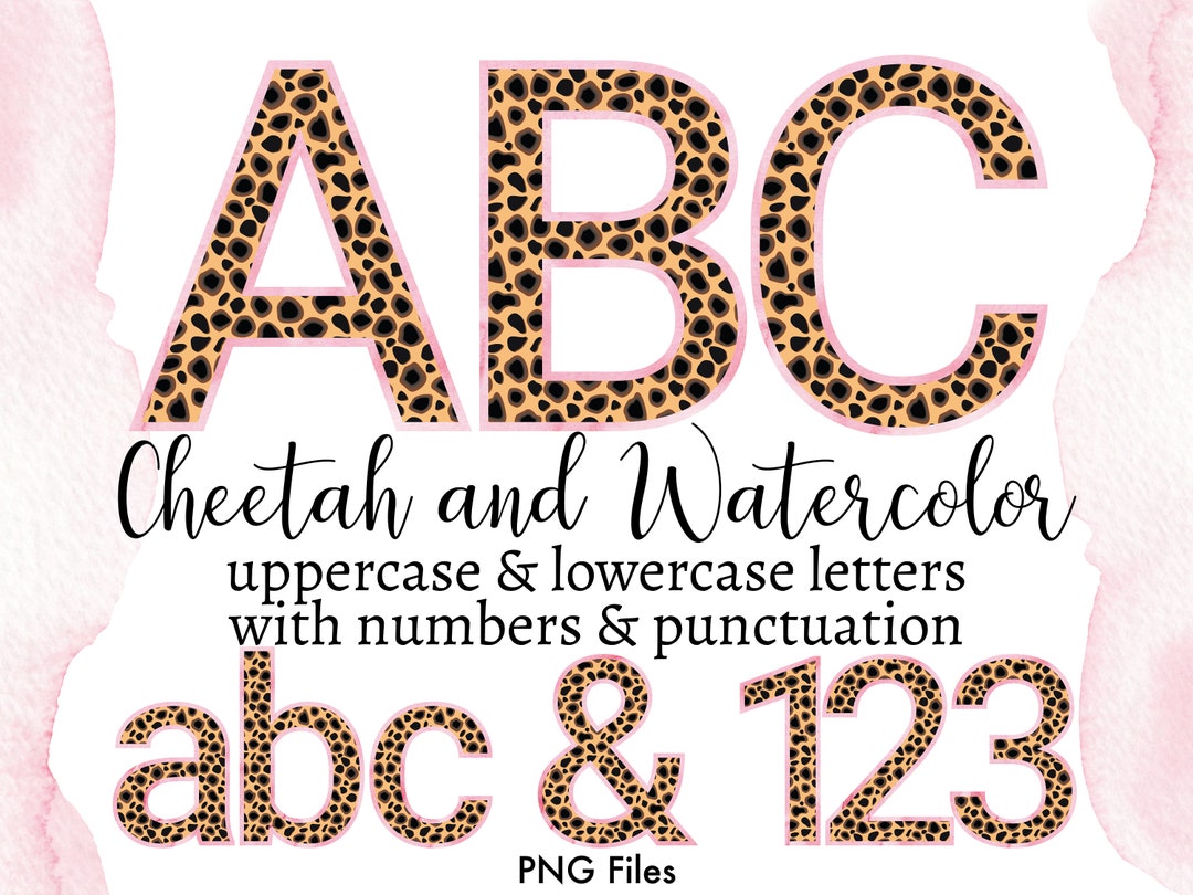 Cheetah Print Lettering, Pink Watercolor Alphabet Letters, PNG Letters ...