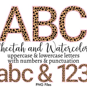 Cheetah Print Lettering, Pink Watercolor Alphabet Letters, PNG Letters ...
