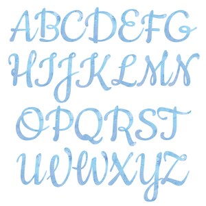 Blue Watercolor Letters and Numbers, Script Watercolor Lettering ...