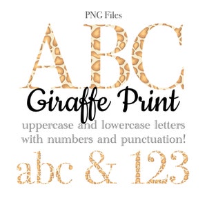 Animal Print Letters, Giraffe Print Alphabet Lettering, PNG Letters ...