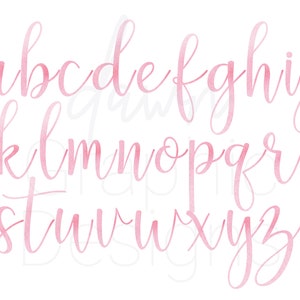 Pink Watercolor Letters and Numbers, Wedding Lettering, Script ...