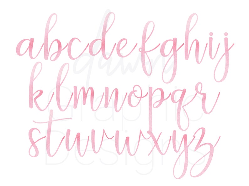 Pink Watercolor Letters and Numbers, Wedding Lettering, Script ...