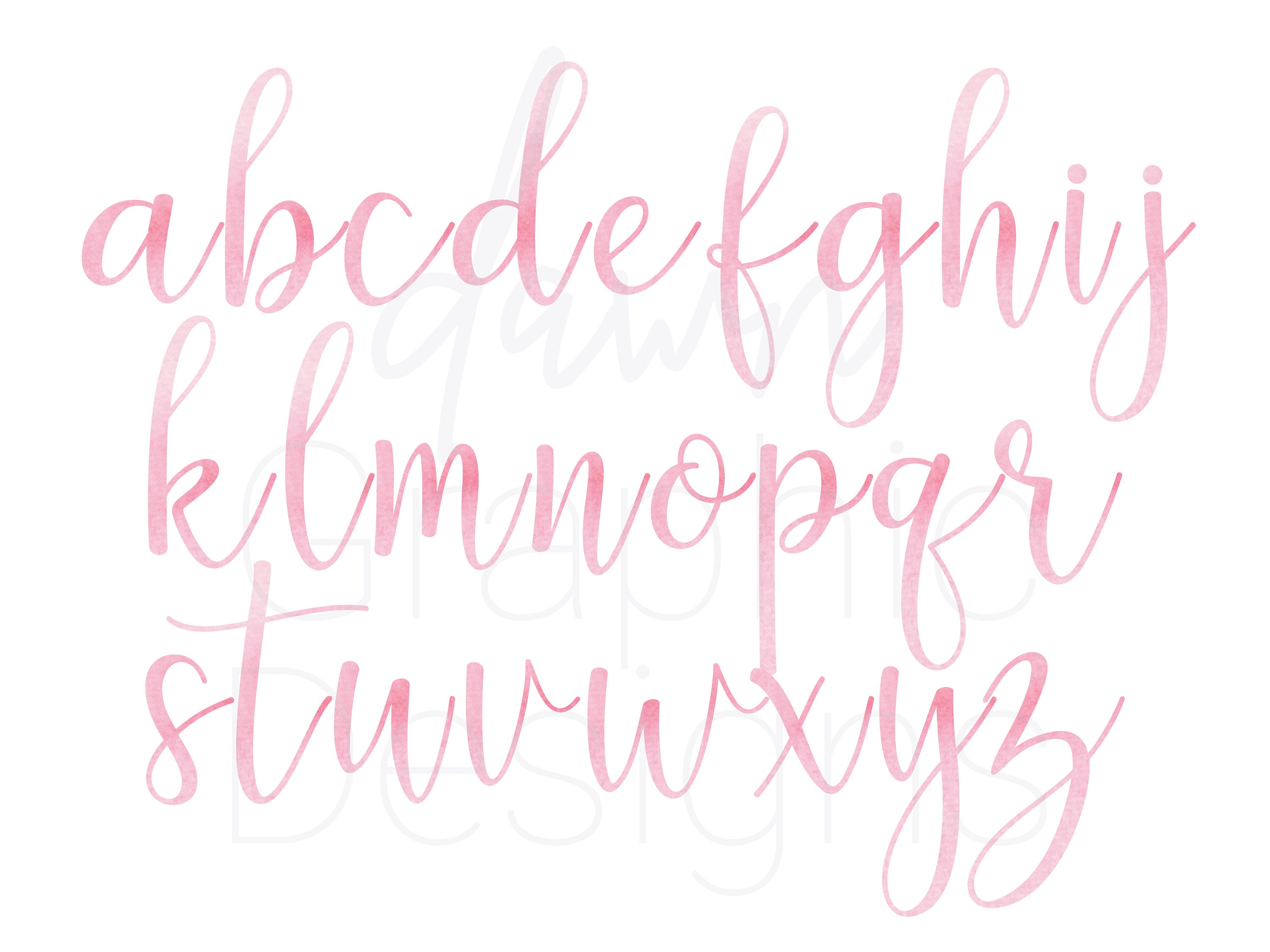 Pink Watercolor Letters and Numbers, Wedding Lettering, Script ...